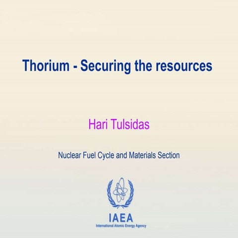 Thorium - Securing the resources | PPT
