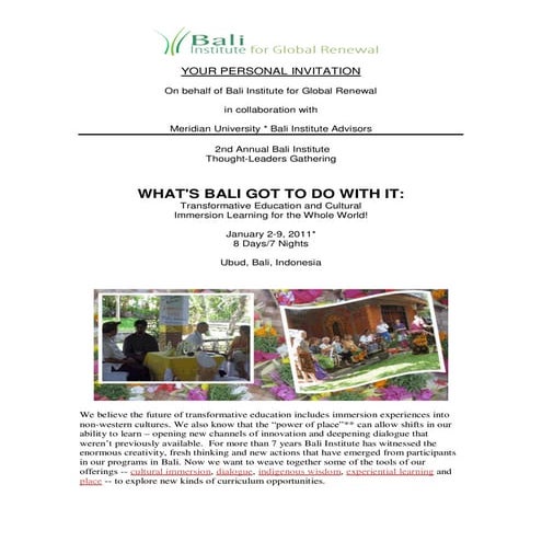 Bali Institute Thought-Leader Gathering | PDF