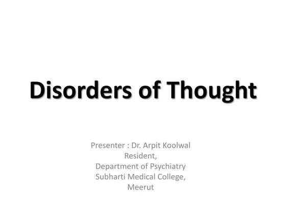 Disorders of thought | PPT