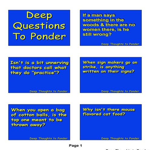 Deep questions to Ponder | PDF