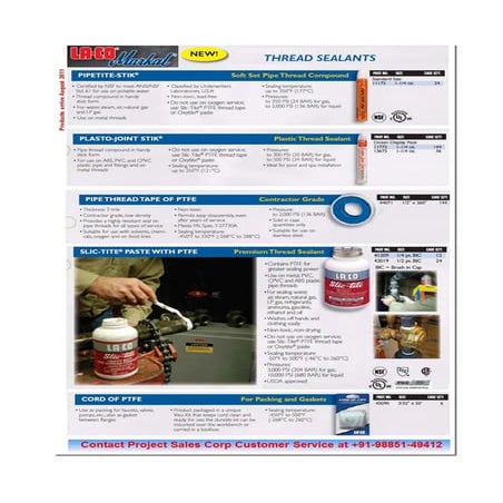 LACO Thread Sealants from Project Sales Corp | PDF