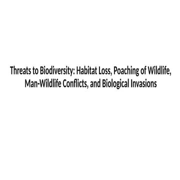 Threats to Biodiversity | PPT