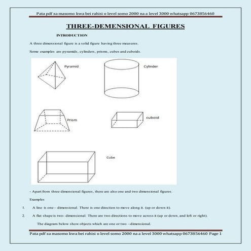Three demensional figures | DOCX | 3-D Graphics | Computer Software and ...