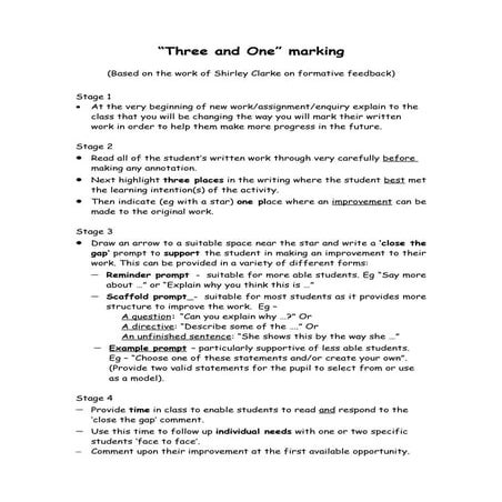 Three and one marking AfL | DOC