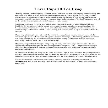 Three Cups Of Tea Essay | PDF
