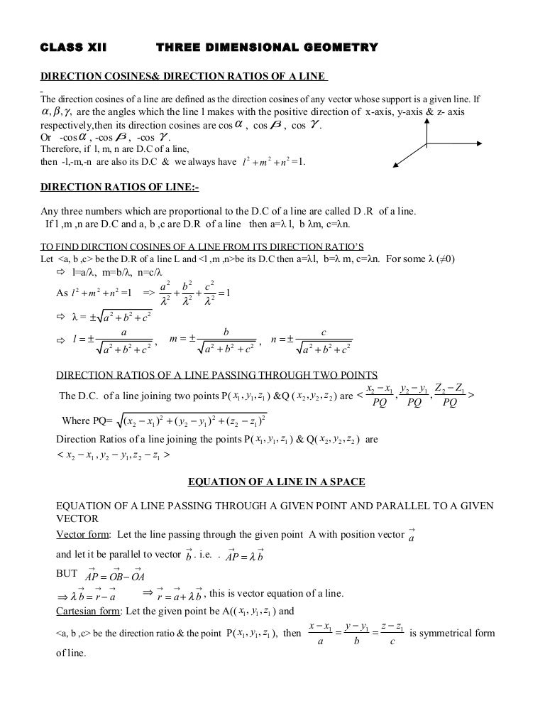Three dimensional geometry