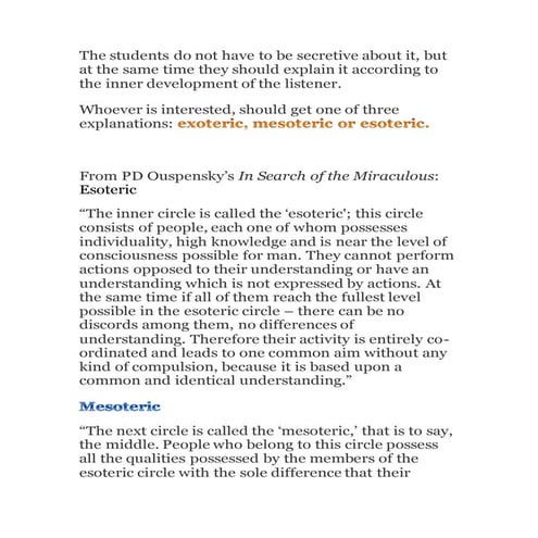 Three explanations exoteric, mesoteric or esoteric. | DOCX
