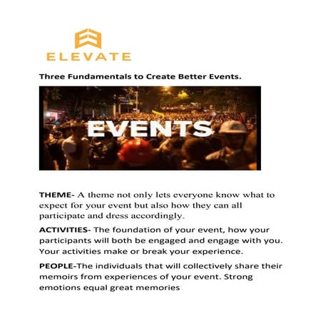 Three Fundamentals to Create Better Events. | PDF