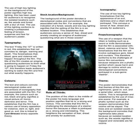Three horror film poster analysis | PDF