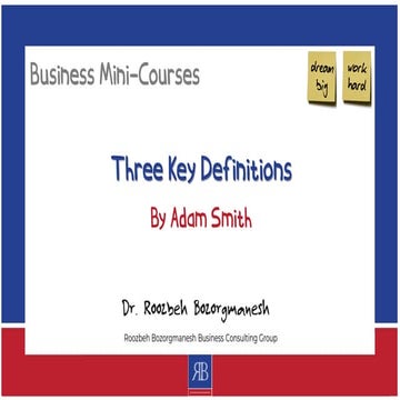 Three Key Definitions by Adam Smith - Dr. Roozbeh Bozorgmanesh | PDF