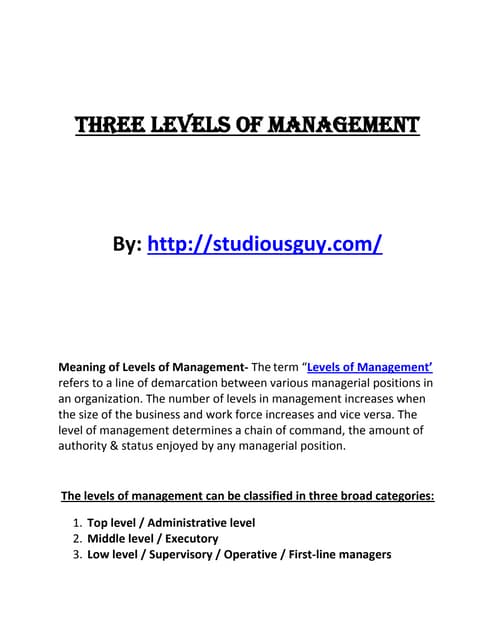 Levels of management | PPTX