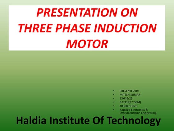 Solved Examples for Three - Phase Induction Motors | PPT
