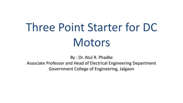 Starting methods of dc motors | PPT