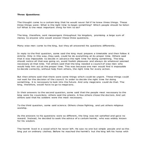 Three questions | DOCX