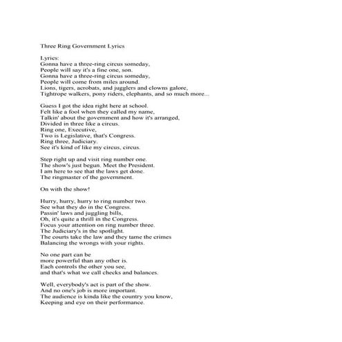 Three ring government lyrics | DOCX