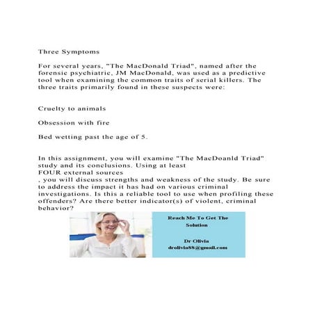 Three SymptomsFor several years, The MacDonald Triad, name.docx