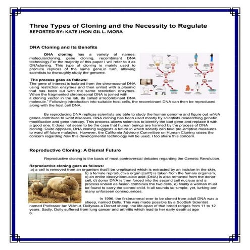 Three types of cloning and the necessity to regulate | PDF