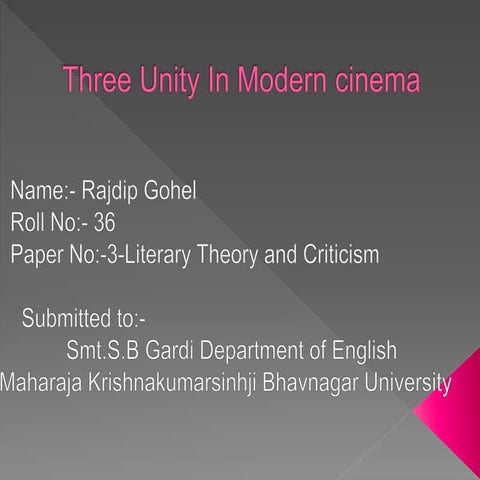 Three unity in modern cinema | PPT