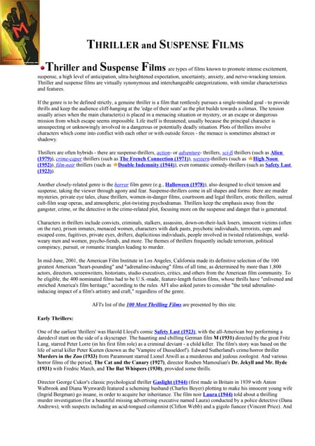 The history of thriller film | PPT