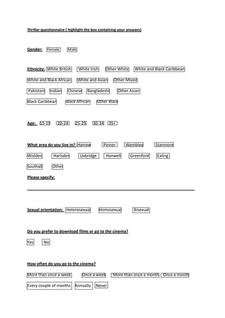 Film Questionnaire | DOCX