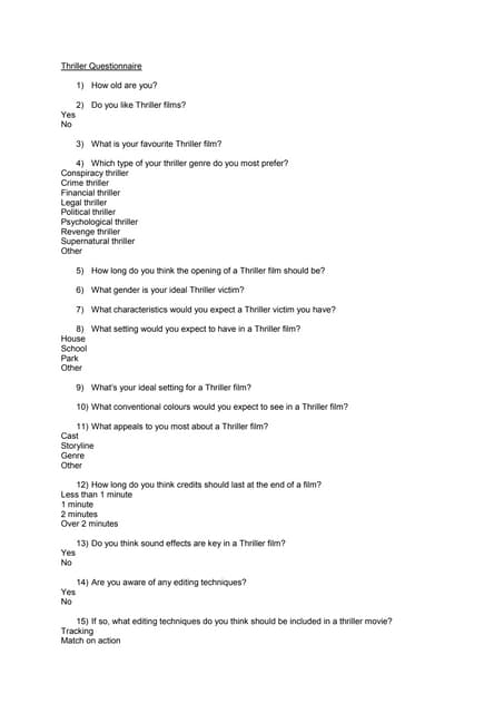 Short film questionnaire mr | PDF