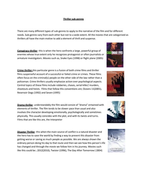 Thriller Genre Analysis | PDF
