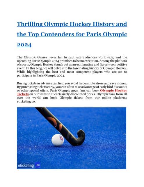 All about hockey at Olympic Paris, the Olympic hockey qualification ...