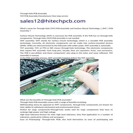 Through Hole PCB Assembly THT PCB Assembly Manufacturer-One-stop service | PDF