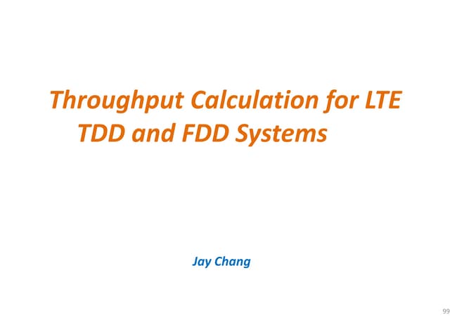 Throughput Calculation For Lte Tdd And Fdd Systems Pdf