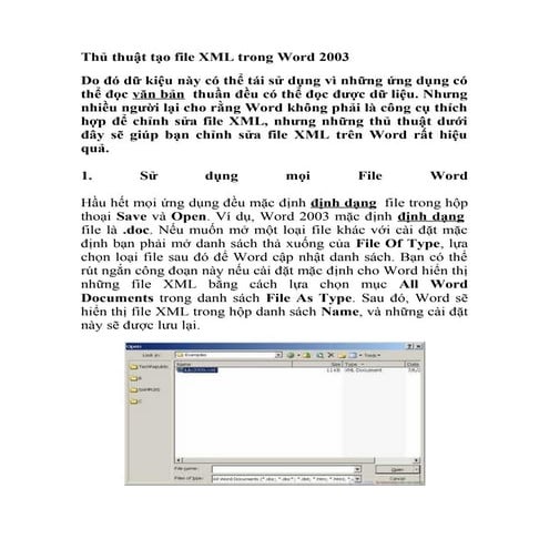 Thủ thuật tạo file xml trong word 2003 | PDF