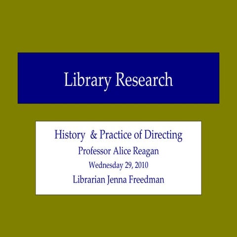 Directing Research Guide | PPT