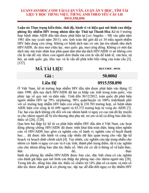 Nghien cuu dac diem lam sang, can lam sang va danh gia ket qua dieu tri cua benh nhan hiv aids ...