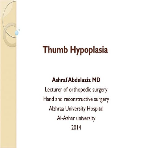 Thumb hypoplesia | PDF
