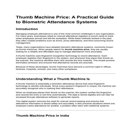 Thumb Machine Price: A Practical Guide.. | PDF
