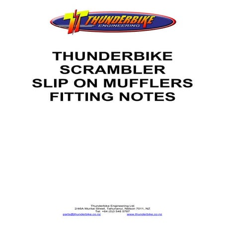 Thunderbike Triumph Thunderbird 16/1700 Hi Flow Air Intake Fitting Instructions | PDF