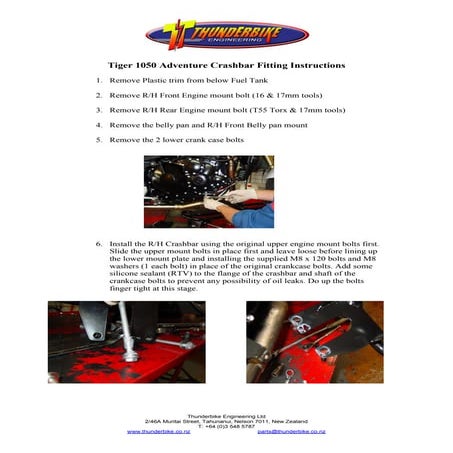 Thunderbike Triumph Tiger 1050 Adventure Crashbars Fitting Instructions ...