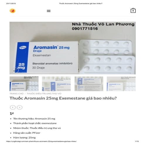 Thuoc aromasin 25mg exemestane dieu tri ung thu vu gia bao nhieu | PDF