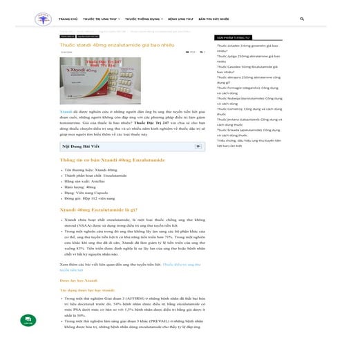 Thuốc Xtandi 40mg enzalutamide giá bao nhiêu? | PDF