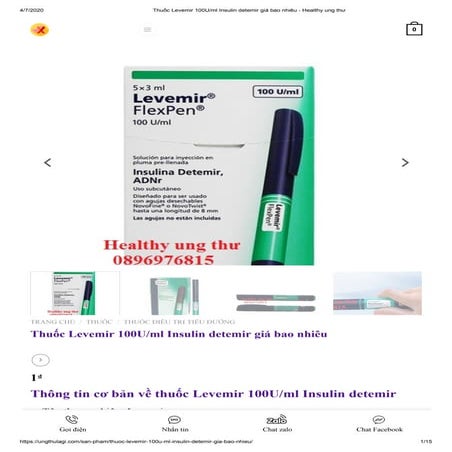 Thuoc levemir 100 u ml insulin detemir dieu tri benh tieu duong | PDF