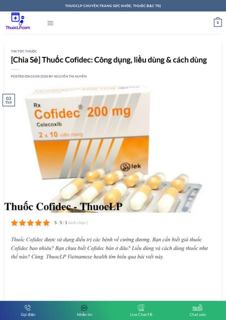 thuoc cofidec 200mg cong dung lieu dung va luu y tac |Tracuuthuoctay | PDF