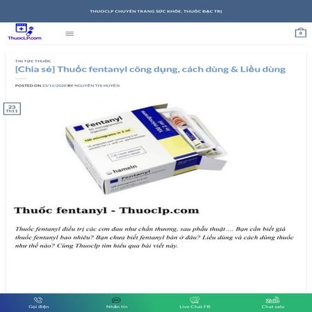 Fentanyl la thuoc giam dau su dung sau phau thuat| ThuocLP | PDF