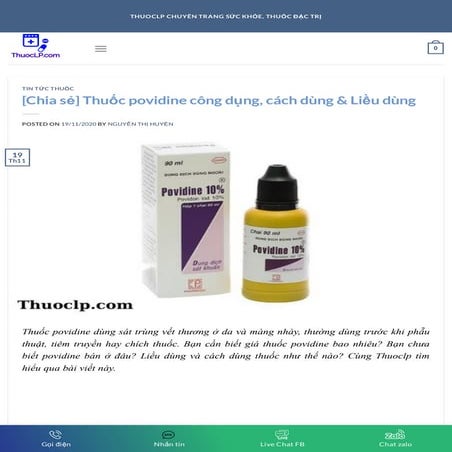 Povidine povidon iod Cong dung cach dung va luu y| ThuocLP | PDF