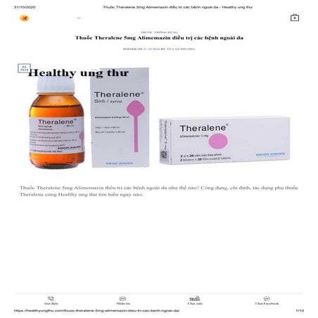 Thuoc theralene 5mg alimemazin dieu tri cac benh ngoai da | PDF