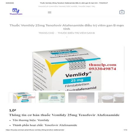 Thuoc vemlidy 25mg tenofovir alafenamide dieu tri viem gan b man tinh | PDF
