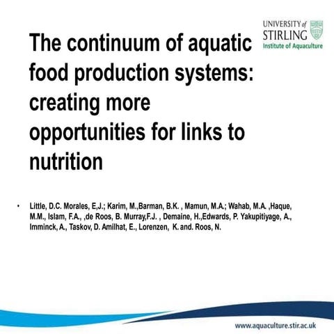 The continuum of aquatic food production systems: creating more ...