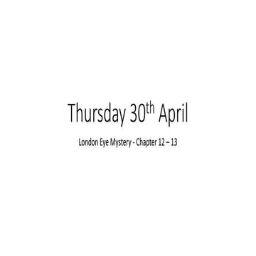 Thursday 30th april | PPT