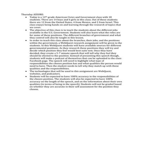 Thursday assure | DOCX