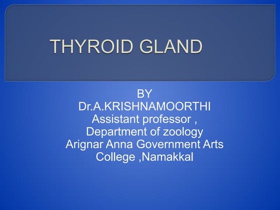 Thyroid Gland Ppt Pptx 1 Introduction 2 Associated Organ 3 Secretion 4 Transportation 5