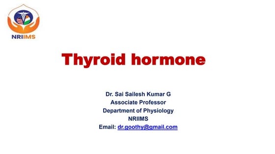 Thyroid hormone (The Guyton and Hall physiology) | PPT