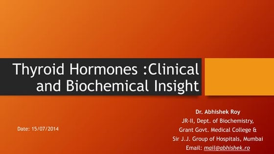 Synthesis of thyroid hormones | PPTX